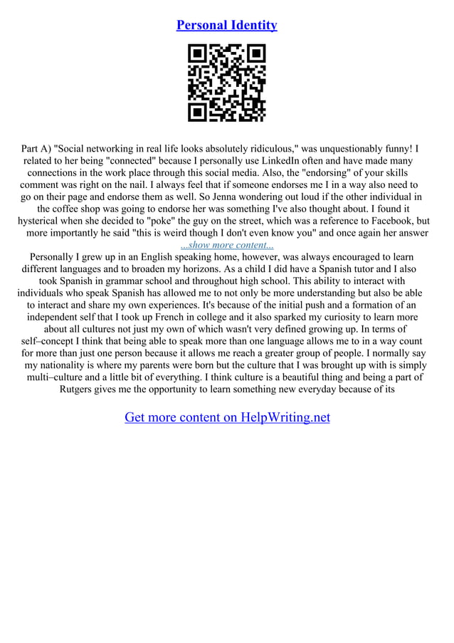 Personal Identity Essay | PDF | Christianity | Religion & Spirituality