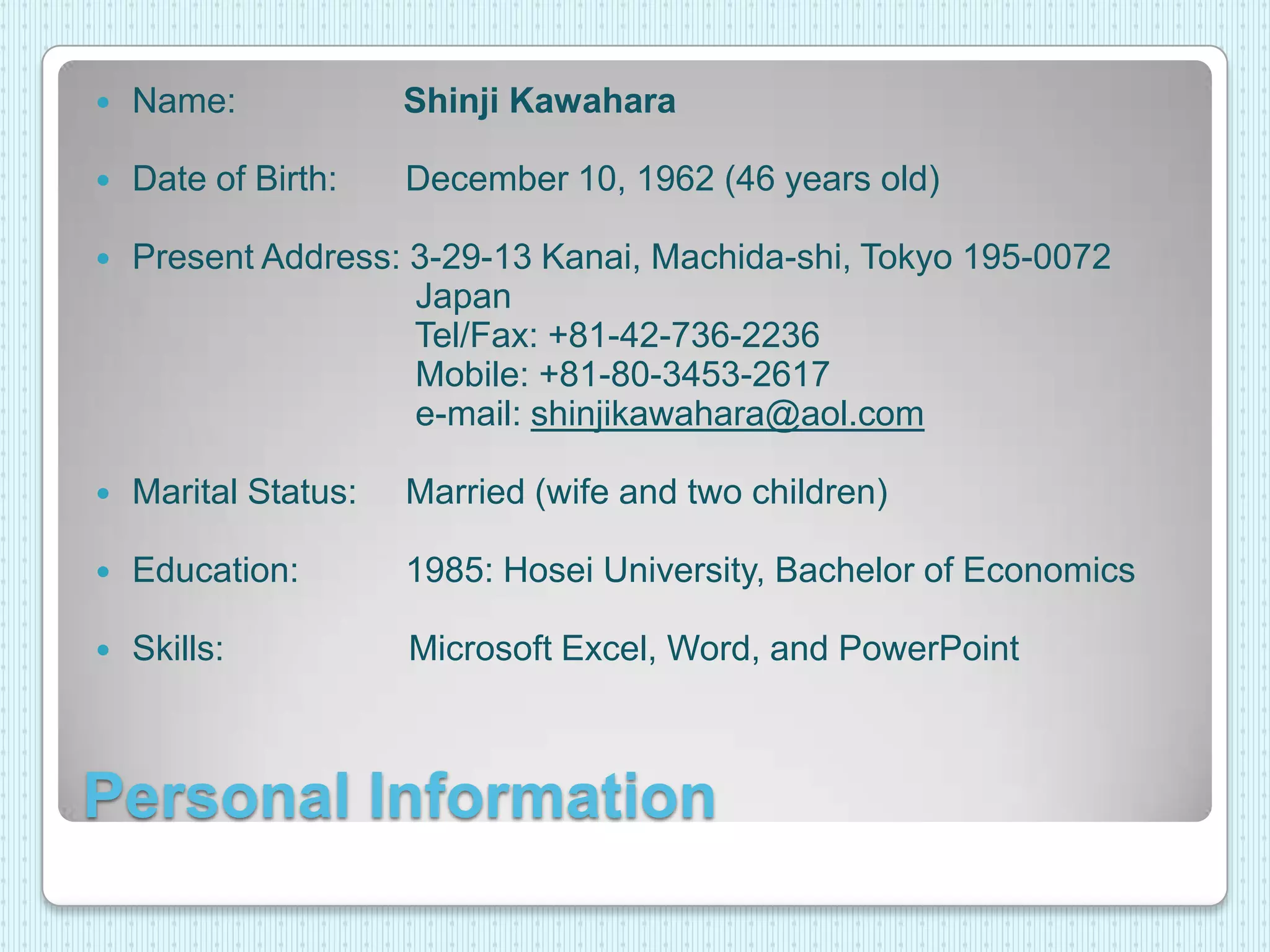 Personal Information | PPT