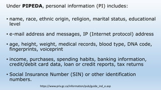 Personal Information Protection and Electronic Documents Act (PIPEDA ...