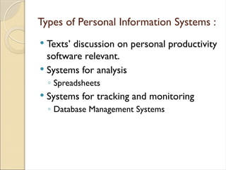 Personal Information Systems powerpoint slides | PPTX