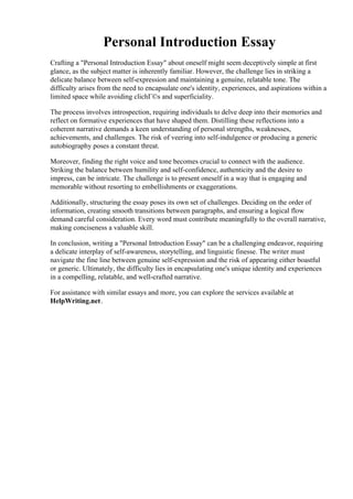 Personal Introduction Essay | PDF