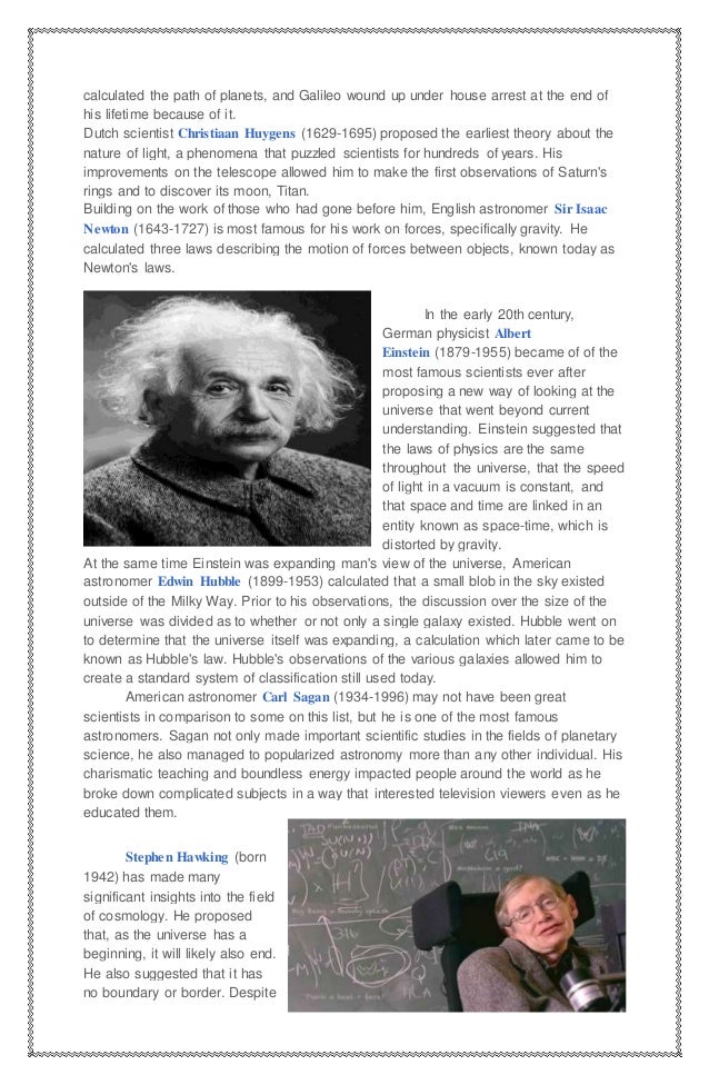 Personalities who contributed to the advancements of the universe