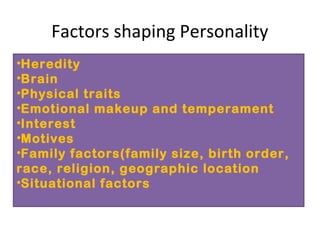 ORGANISATIONAL BEHAVIOUR- Personality | PPT