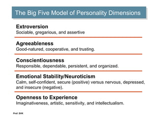 Personality - Organisational Behavior | PPT