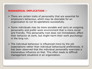 What is Personality under organisational behaviour | PPTX