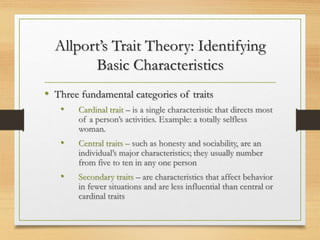 Psycho-dynamic Approaches to Personality | PPTX