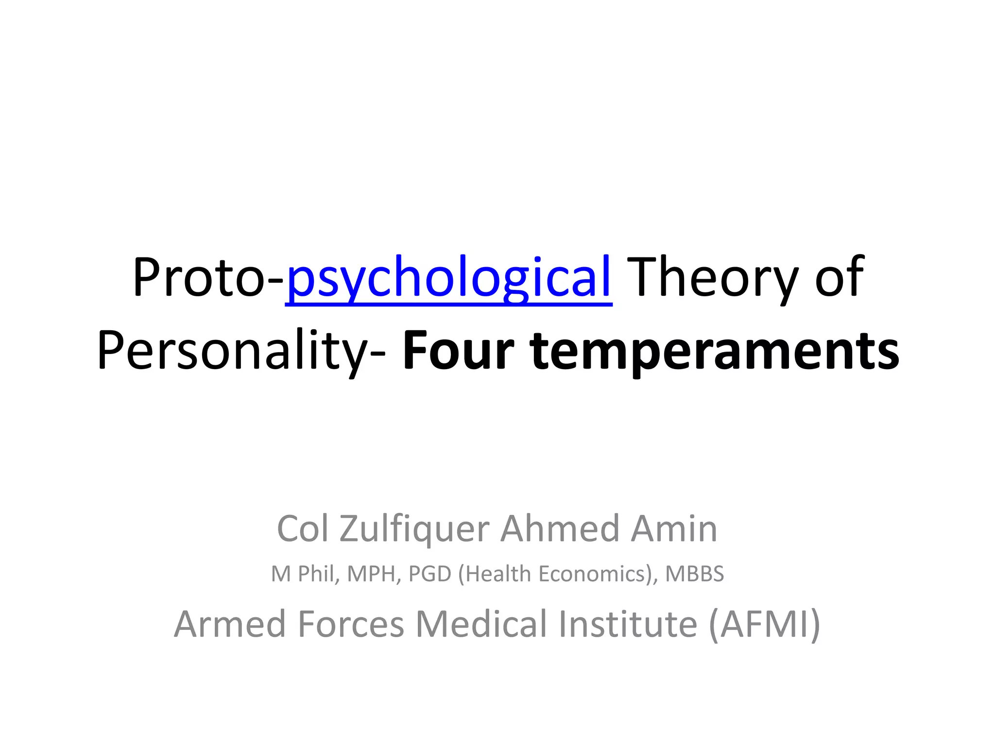 Personality - Theory of Four Temperaments | PPTX