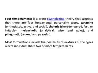 Personality - Theory of Four Temperaments | PPTX