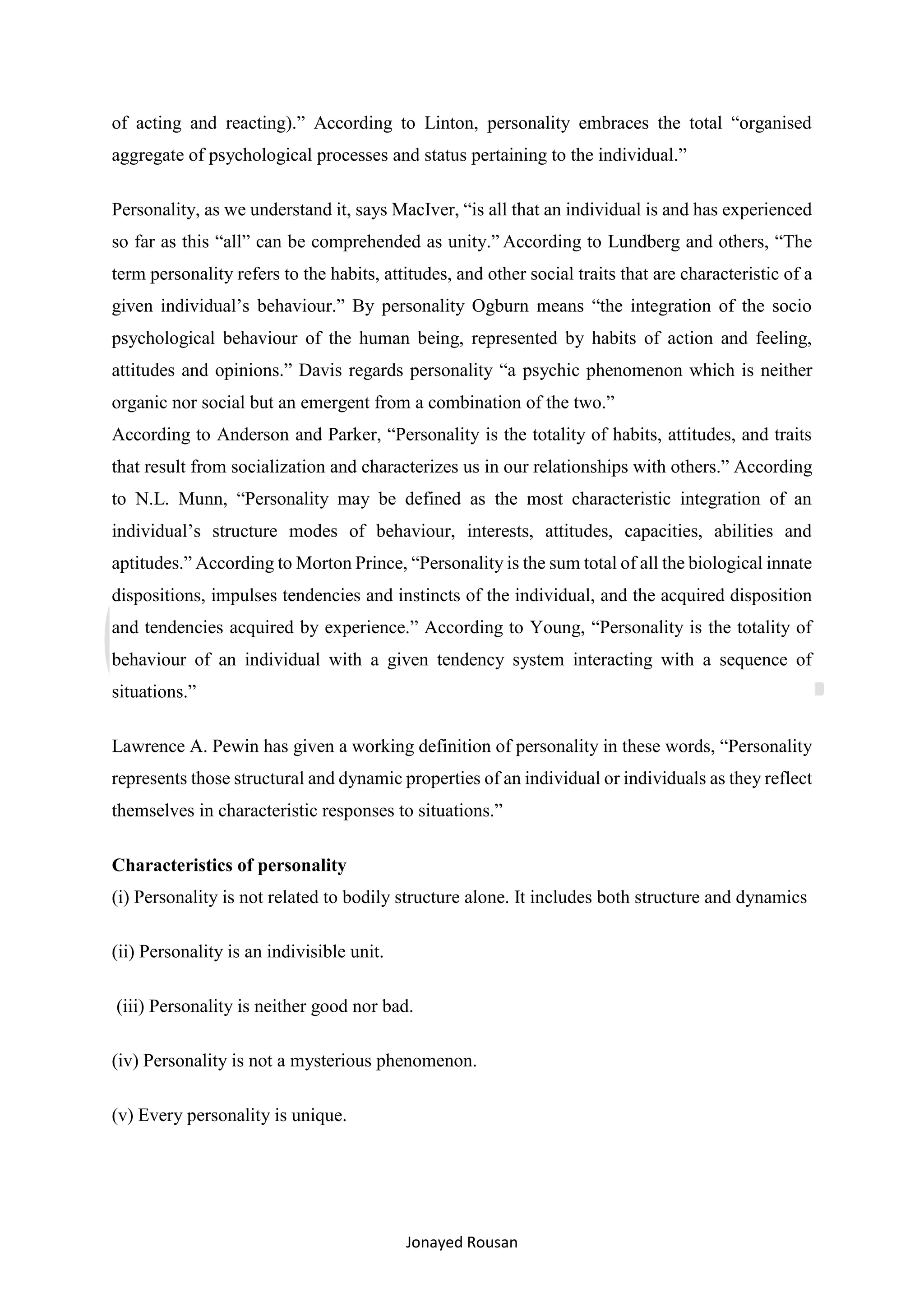 Personality: Meaning, Characteristics, Types and Factors affecting ...