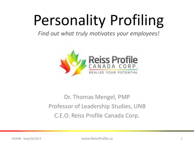 Reiss Motivation Profile - Personality profiling in personal and ...