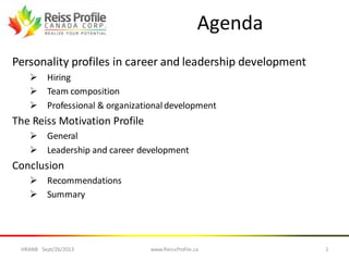 Reiss Motivation Profile - Personality profiling in personal and ...