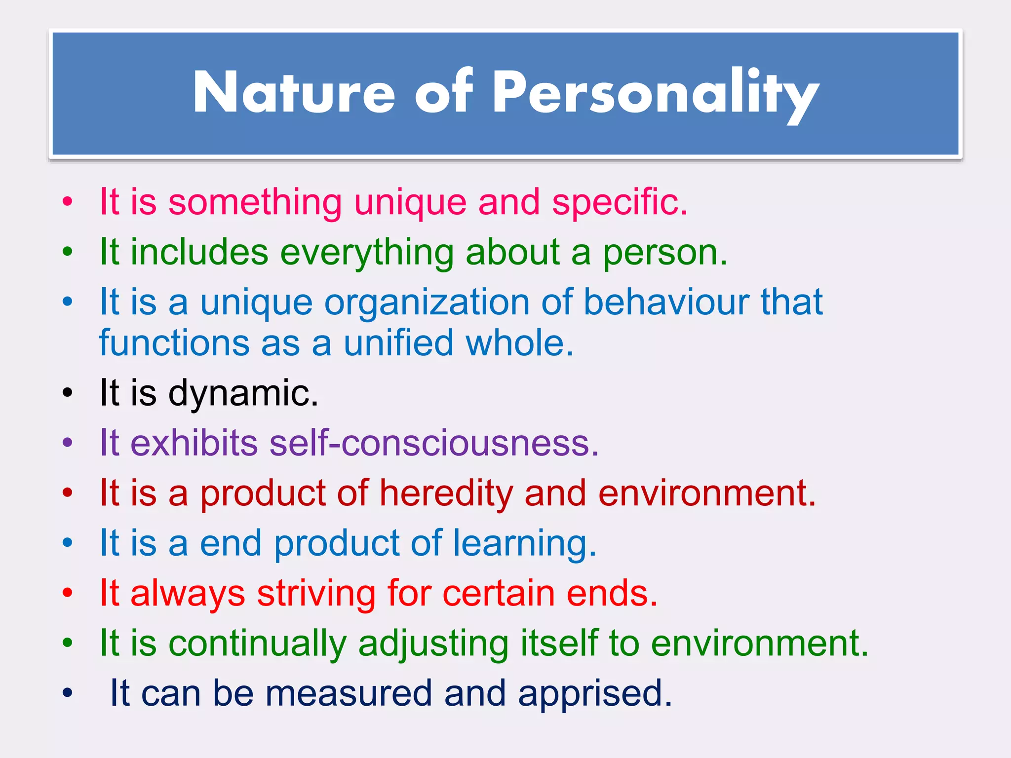 Personality - Definition, Meaning and Nature | PPTX