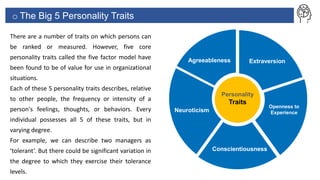 personality presentation for organization behavior | PPTX