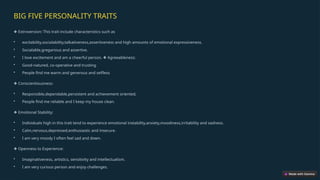 Personality & its Traits topic (Human Resource Development and ...