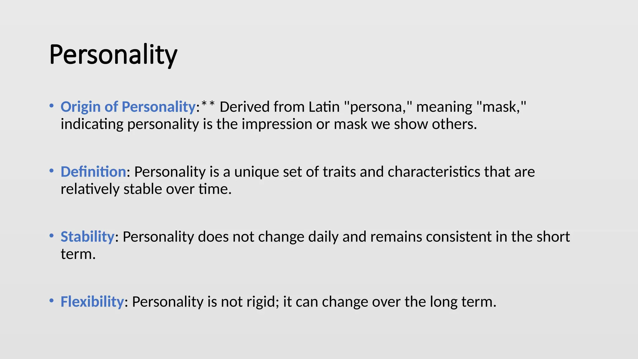 Personality and personality development theories power point ...