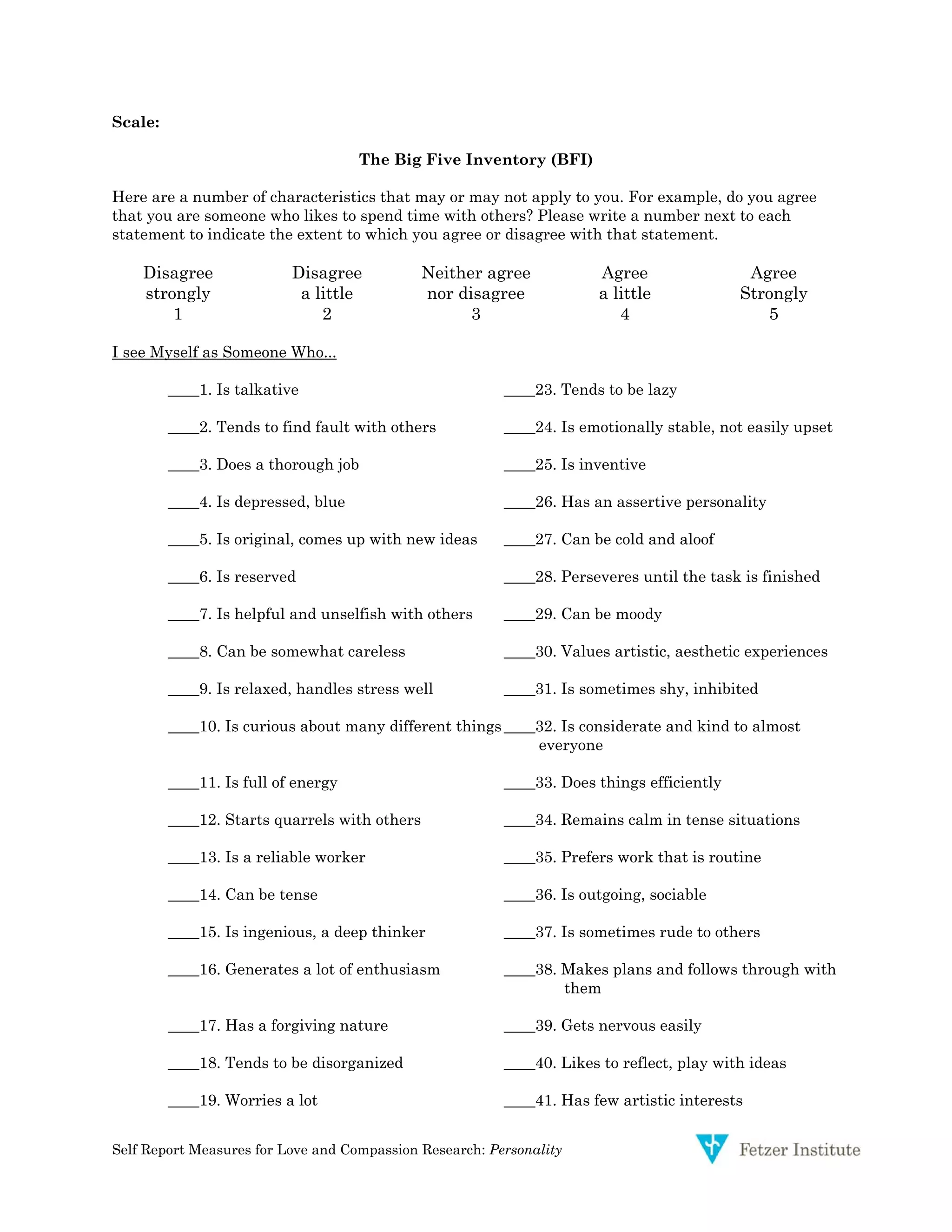 Personality big fiveinventory | PDF