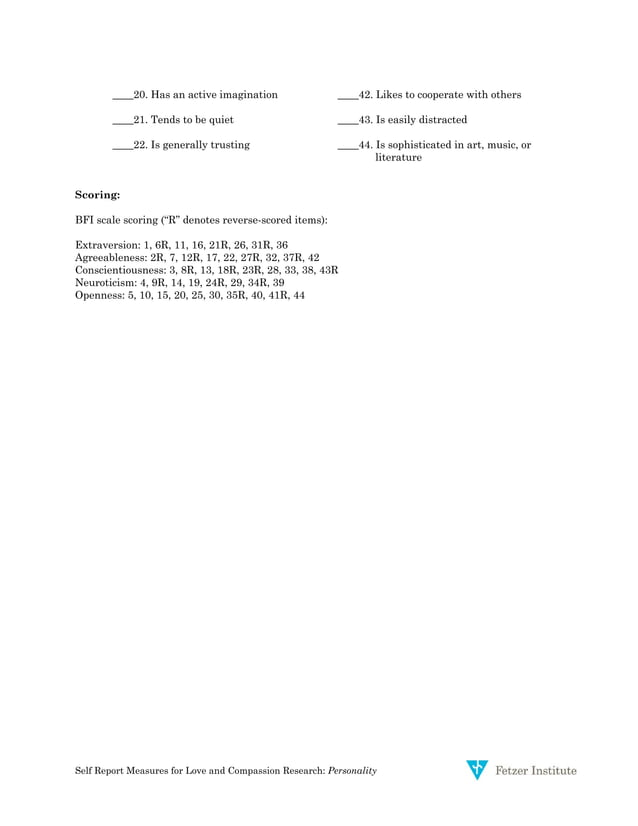 Personality big fiveinventory | PDF