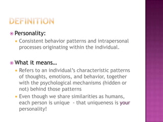 Personality Chapter 1 | PPTX | Biological Sciences | Science