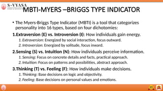 Personality - Individual behaviour, MBTI MODEL, BIG FIVE MODEL | PPTX