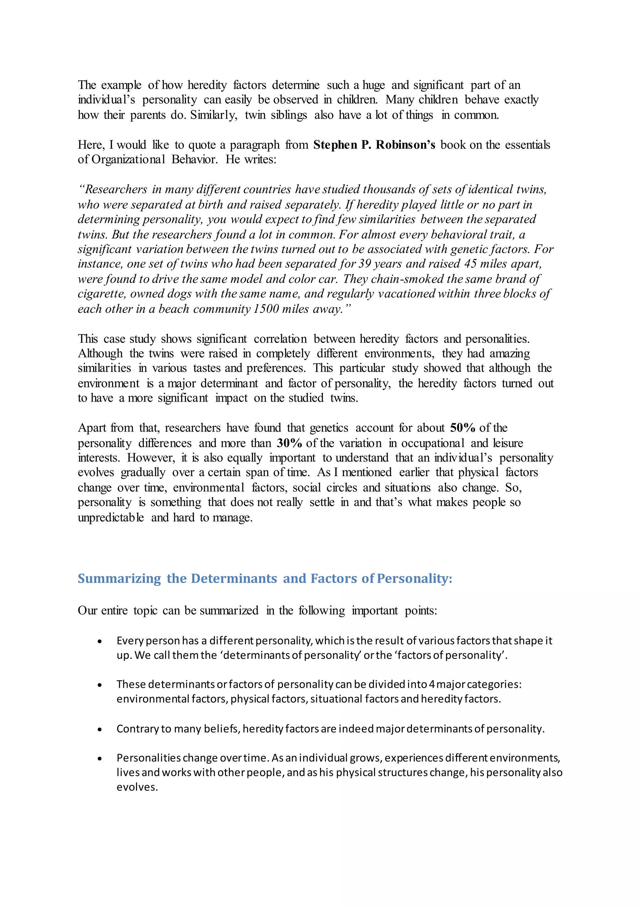 Personality determinants & attributes | DOCX