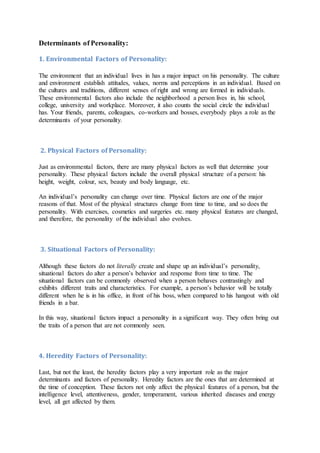 Personality determinants & attributes | DOCX