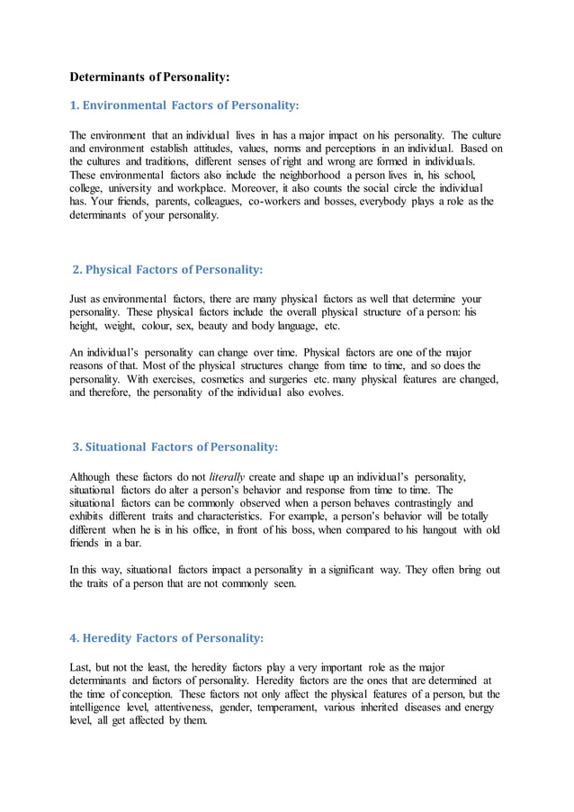 Personality determinants & attributes | PDF