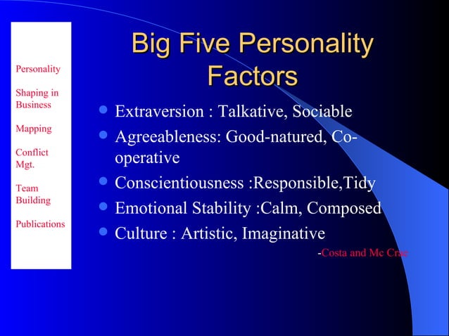 Personality Mapping, Conflict management and Team building | PPS | Science