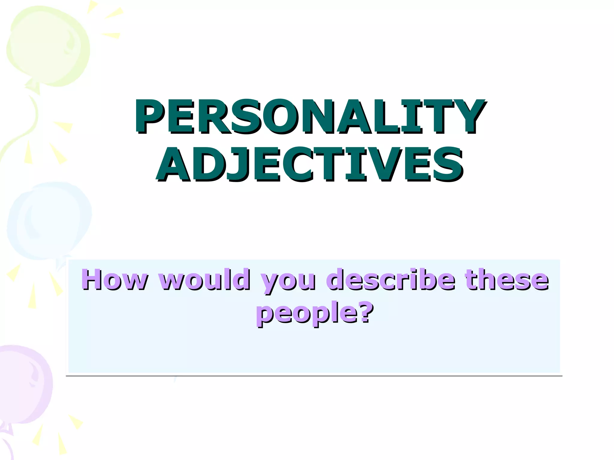 Personalityadjectives | PPT