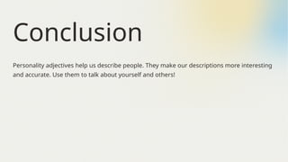 Personality adjectives.pptx esl for pre intermediate | PPTX