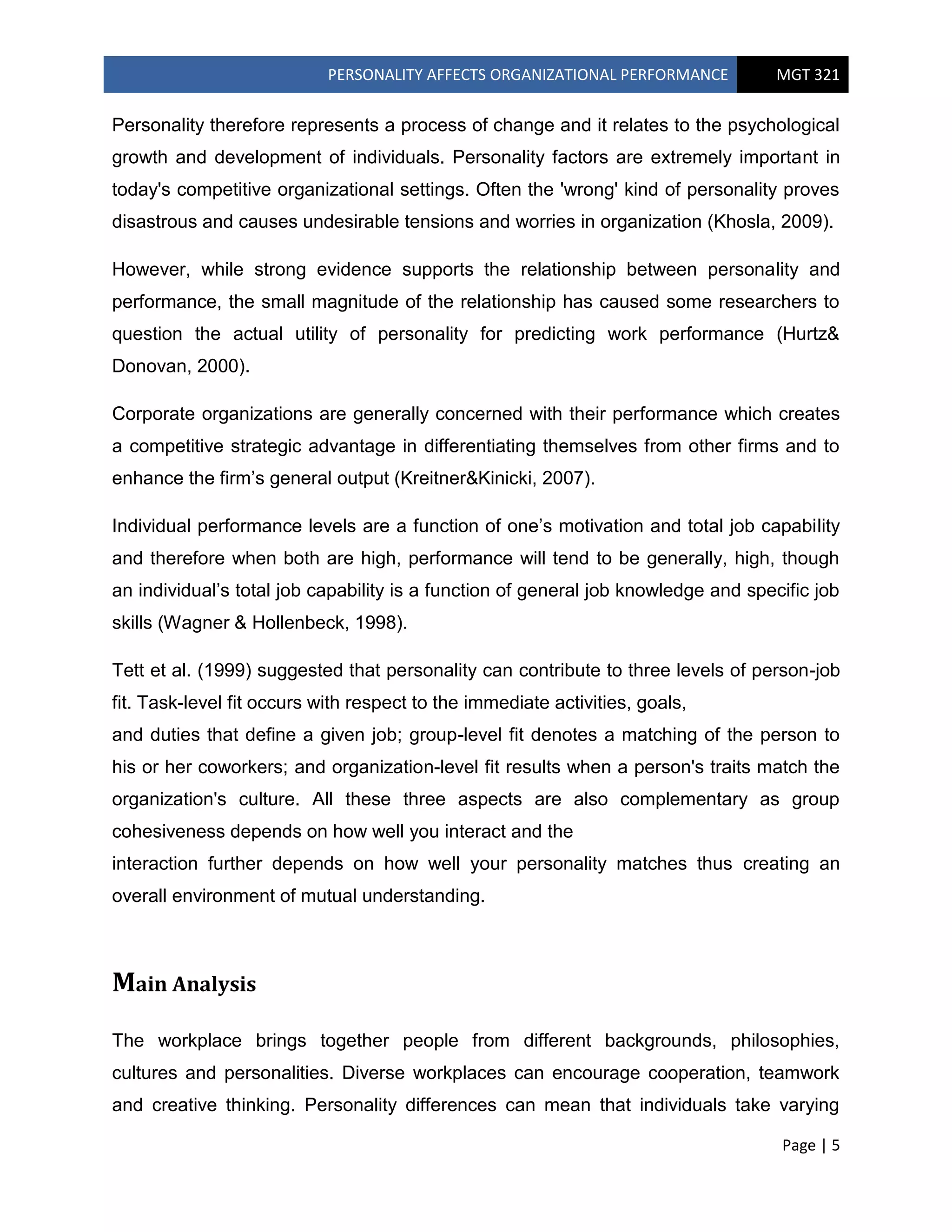 Personality Affects Organizational Perfomance | PDF