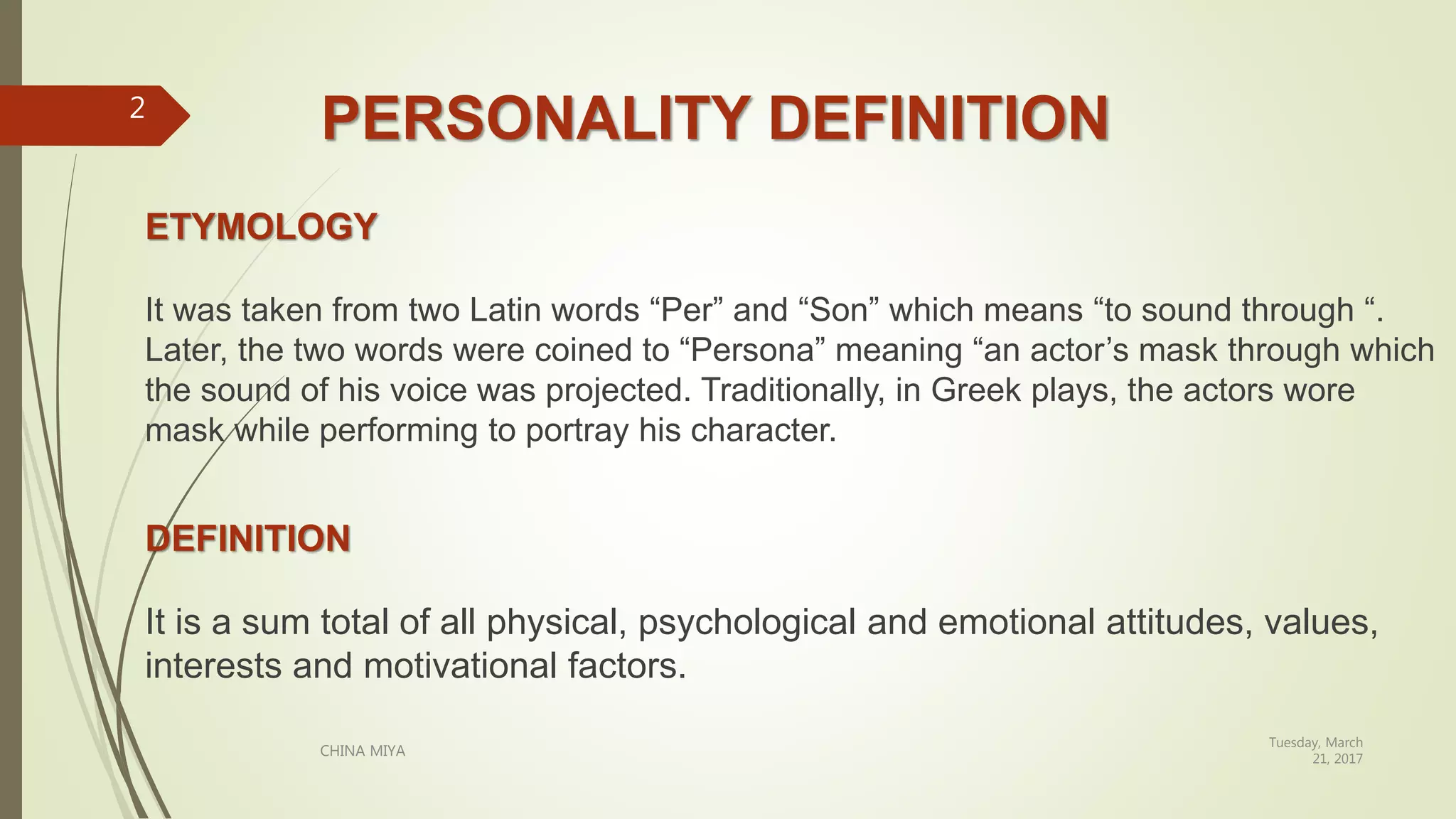 Personality and four stages of personality development | PPTX