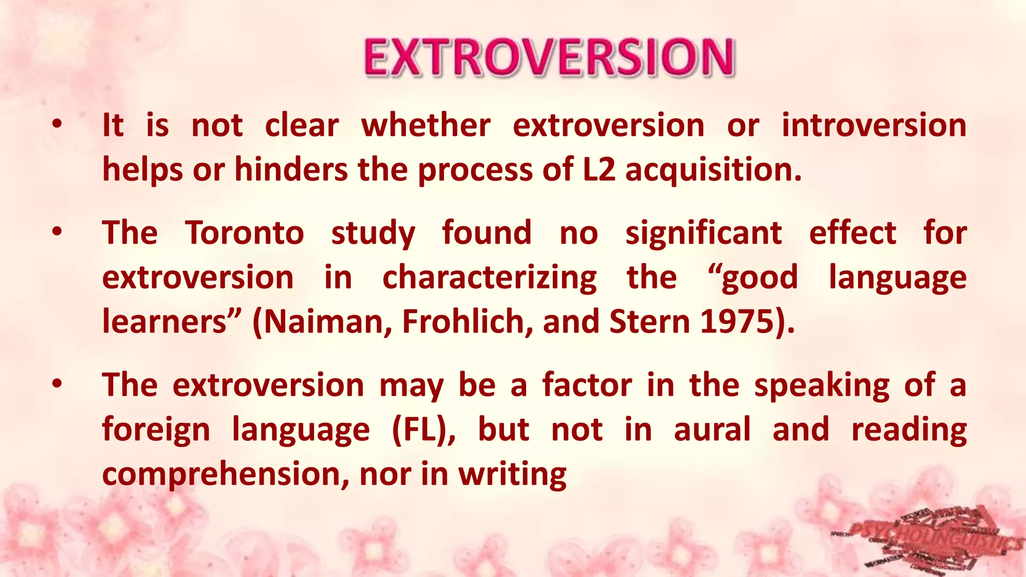 Personality and language learning | PPTX