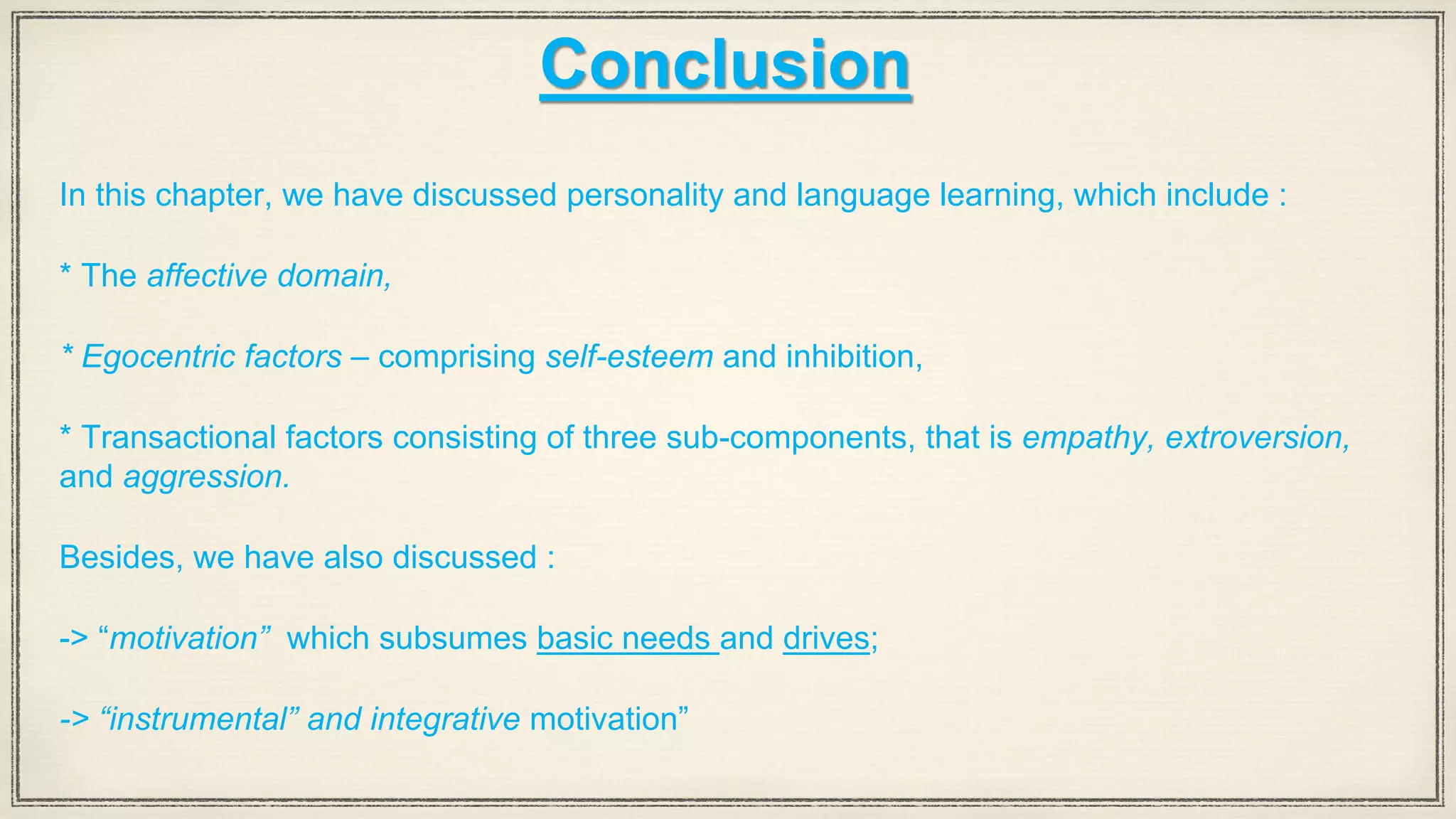 Personality and language learning kel. 3-psikolinguistik | PPTX
