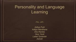 Personality and language learning kel. 3-psikolinguistik | PPTX