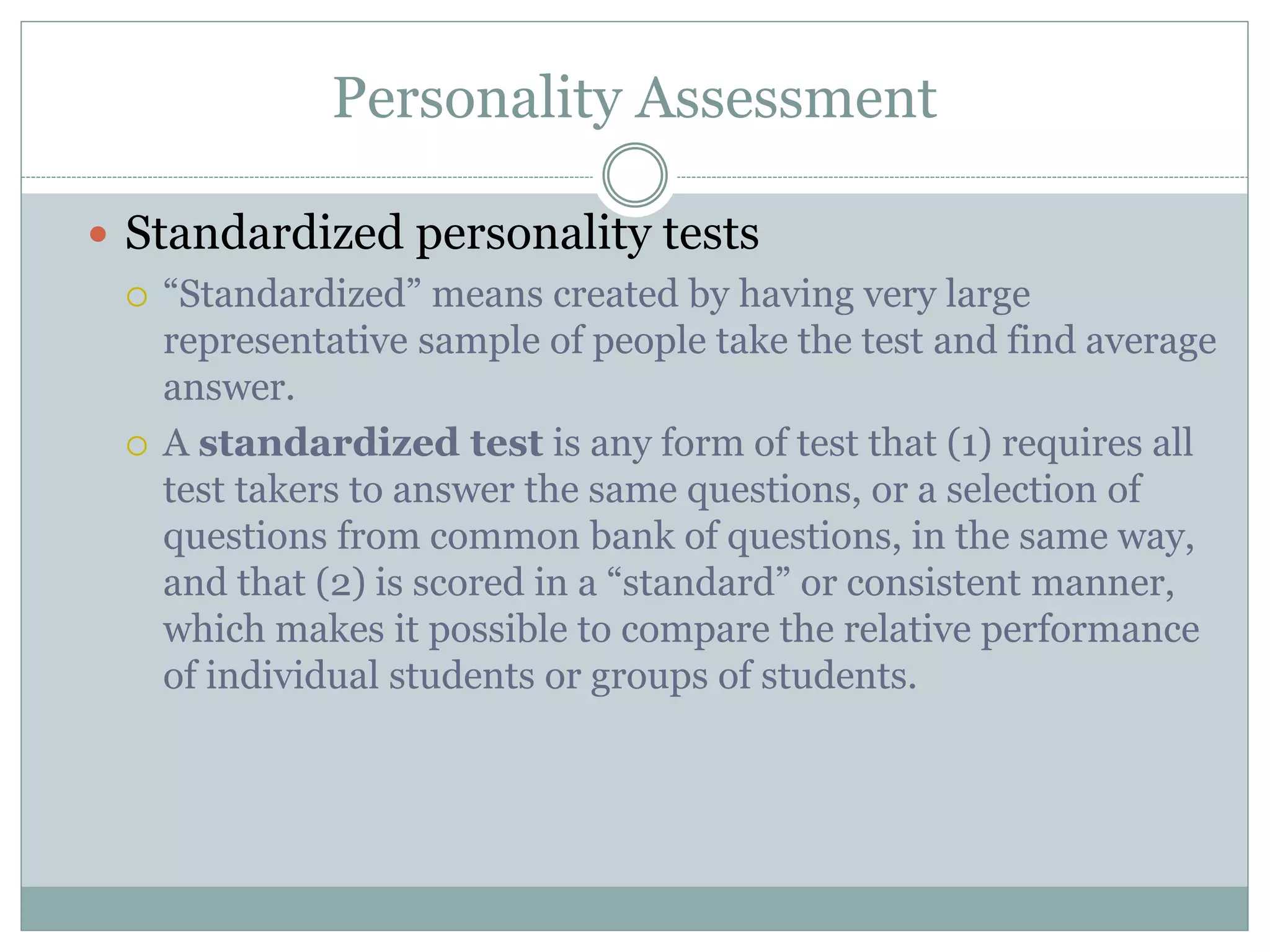 Personality assessment | PPTX