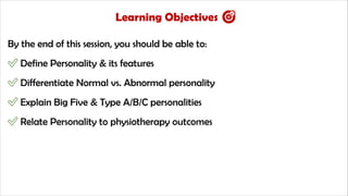 Personality in detailed for physiotherapy students | PDF