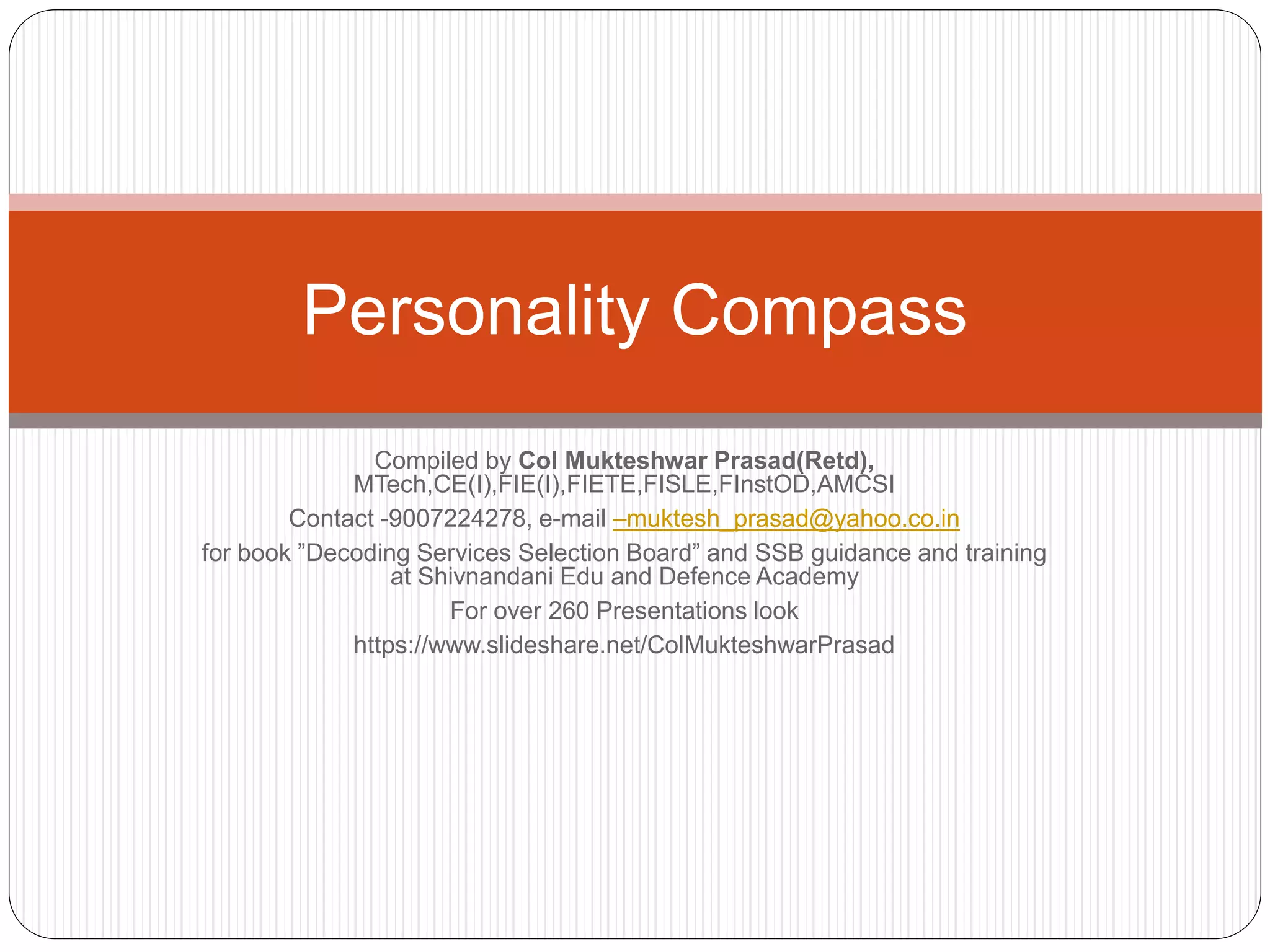 Personality Compass Ppt