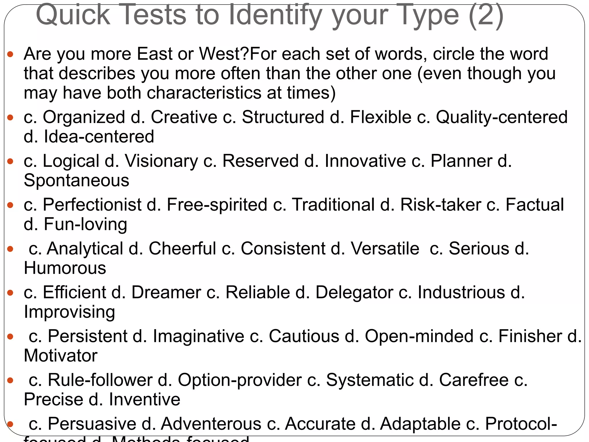 Personality compass | PPTX
