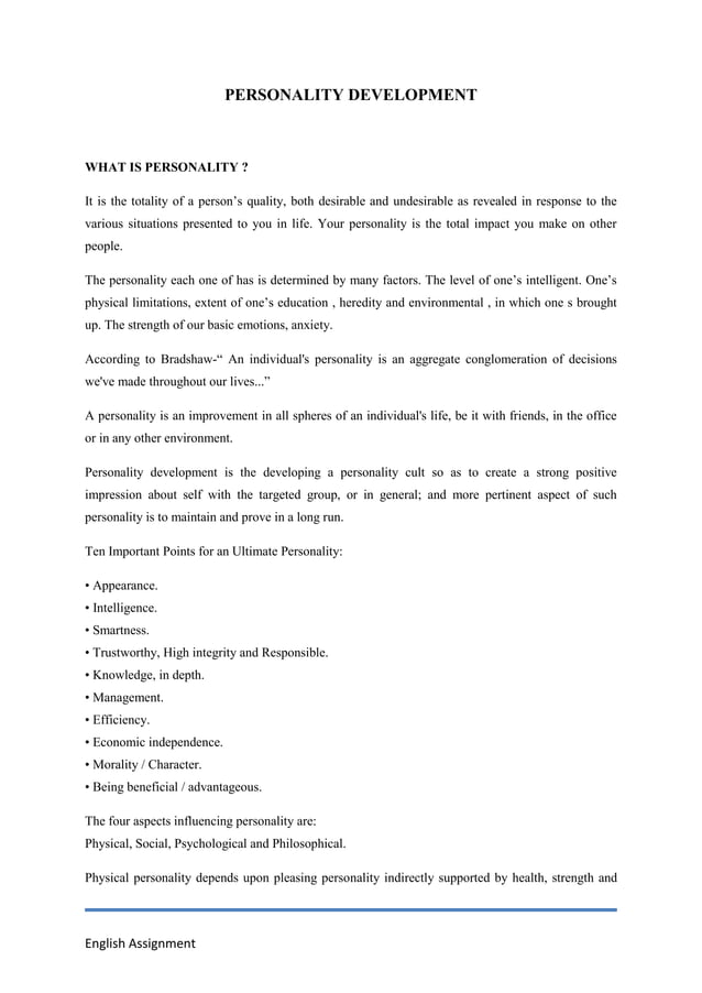 Personality Development | PDF