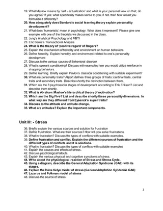 Personality Development and Stress Management Question Bank by S ...