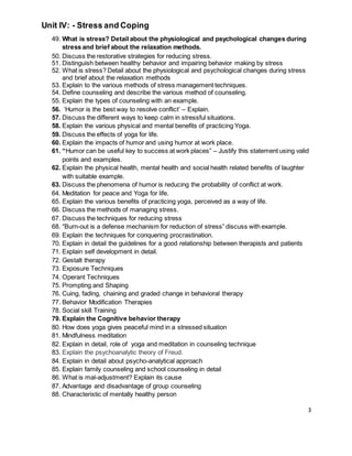 Personality Development and Stress Management Question Bank by S ...