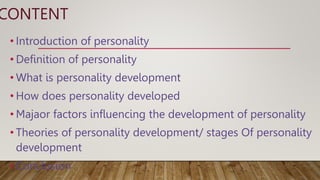 Personality development psychiatric subject pptx | PPTX
