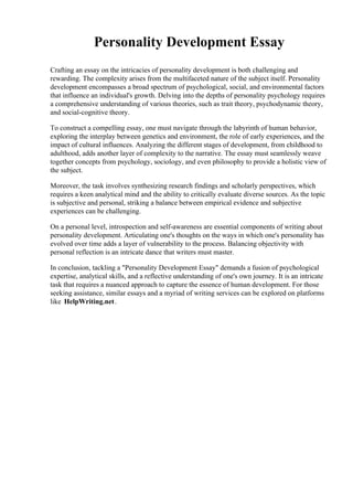 Personality Development Essay.pdf | Educational Assessment | Education