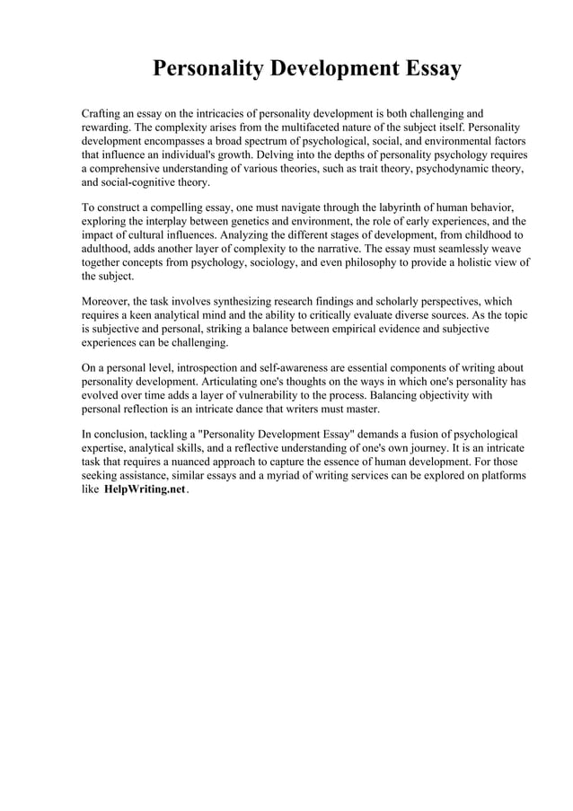 Personality Development Essay.pdf | Educational Assessment | Education