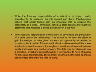 Personality development in school | PPT