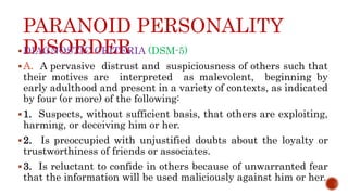 Personality disorder CLUSTER A | PPTX