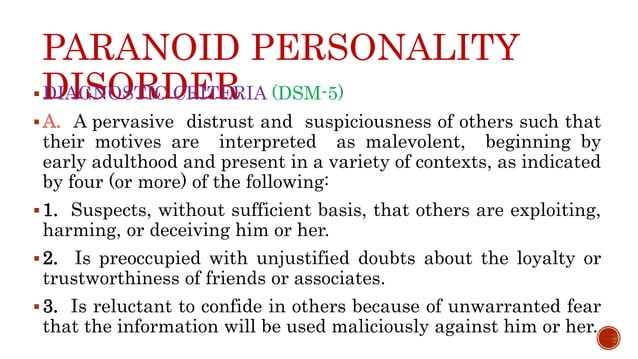 Personality disorder CLUSTER A | PPTX