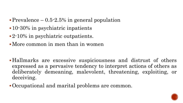 Personality disorder CLUSTER A | PPTX