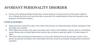 CLINICAL FEATURES, ETIOLOGY, TREATMENT OF PERSONALITY DISORDERS | PPTX