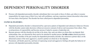 CLINICAL FEATURES, ETIOLOGY, TREATMENT OF PERSONALITY DISORDERS | PPTX